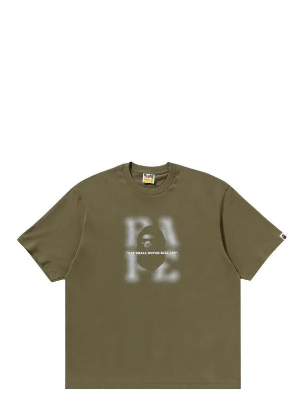 A BATHING APE Blur Logo Relaxed Fit Tee 'olive Drab - Green