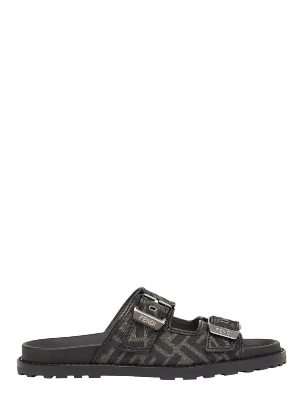 Fendi Feel Ff Jacquard Sandals - Black