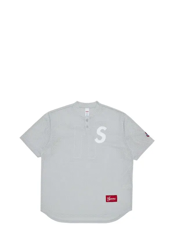 Supreme Logo Baseball Henley - Grey
