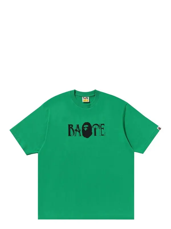 A BATHING APE Screen Print Logo Relaxed Fit Tee - Green
