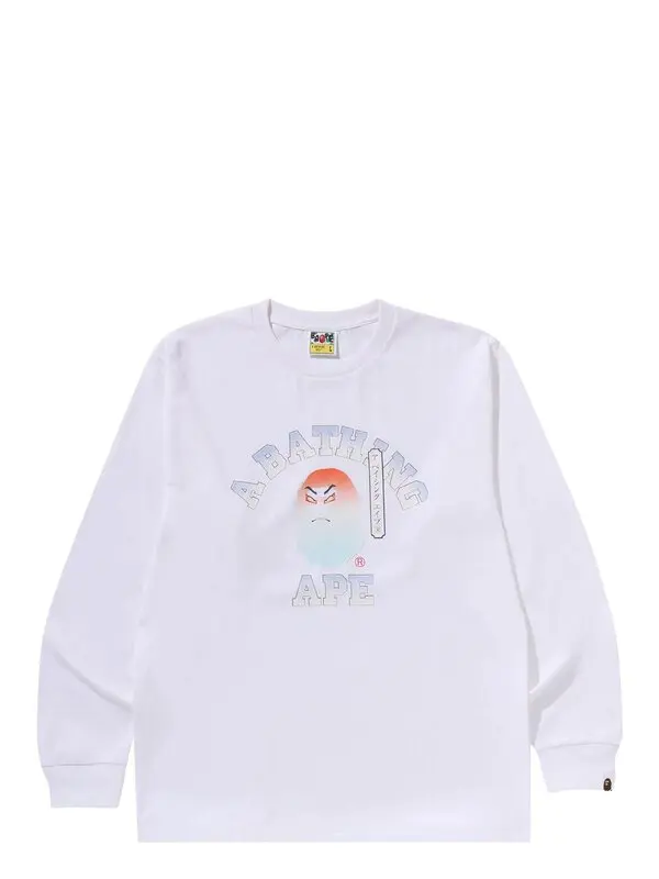 A BATHING APE Kabuki Head Long-sleeve Tee - White