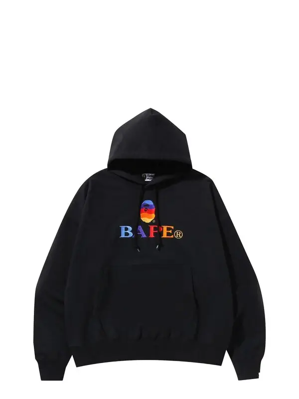 BAPE Embroidery Loose Fit Pullover Hoodie - Black