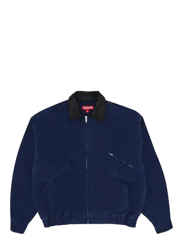 Supreme Leather Collar Utility Jacket - Blue