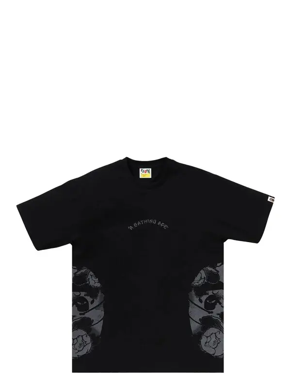 A BATHING APE Japanese Tattoo Side Big Ape Head Tee - Black
