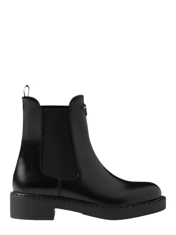 Prada Brushed Leather Chelsea Boot - Black