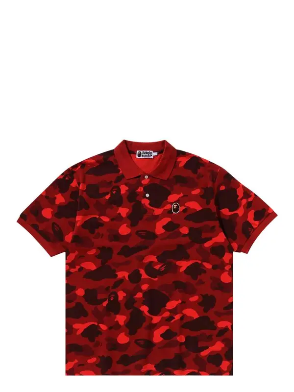 A BATHING APE Color Camo Large Ape Head Relaxed Fit Polo Shirt - Red
