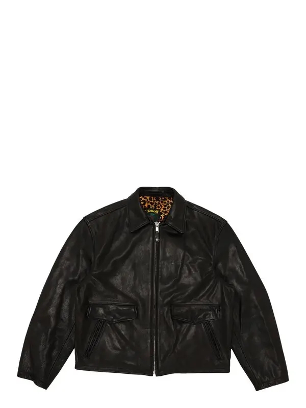 Supreme X Schott Leather Racer Jacket - Black
