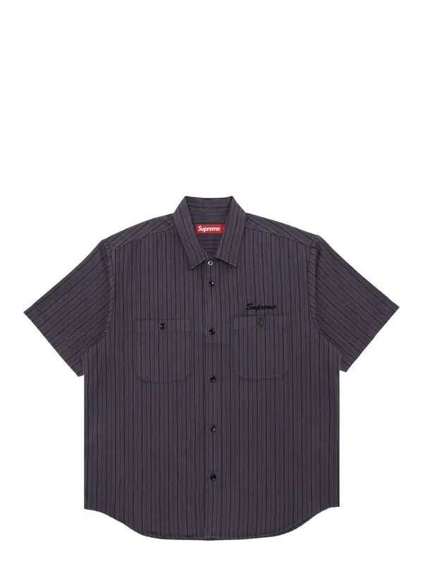 Supreme Aoi Eyes Short-sleeve Work Shirt 'stripe - Grey
