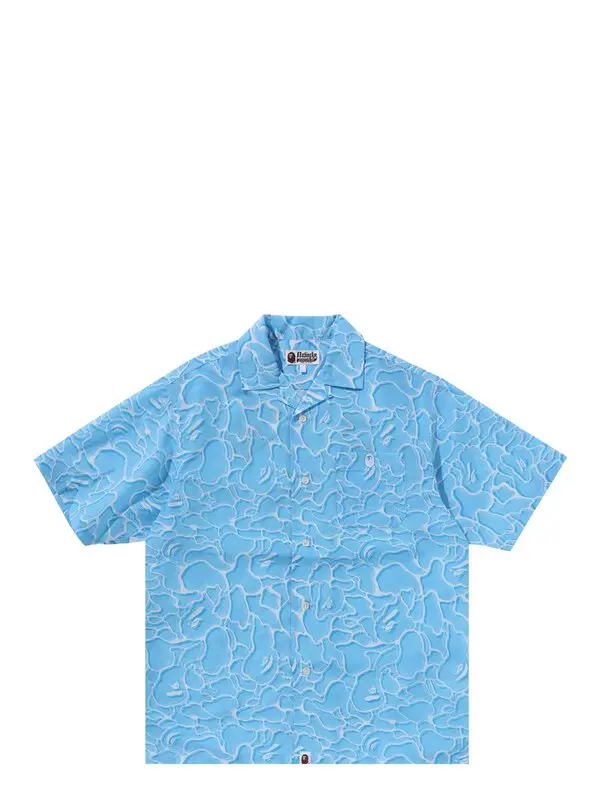 A BATHING APE Abc Sea Surface Camo Open Collar Shirt - Blue