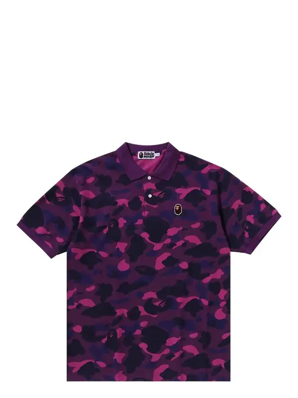 A BATHING APE Color Camo Large Ape Head Relaxed Fit Polo Shirt - Purple