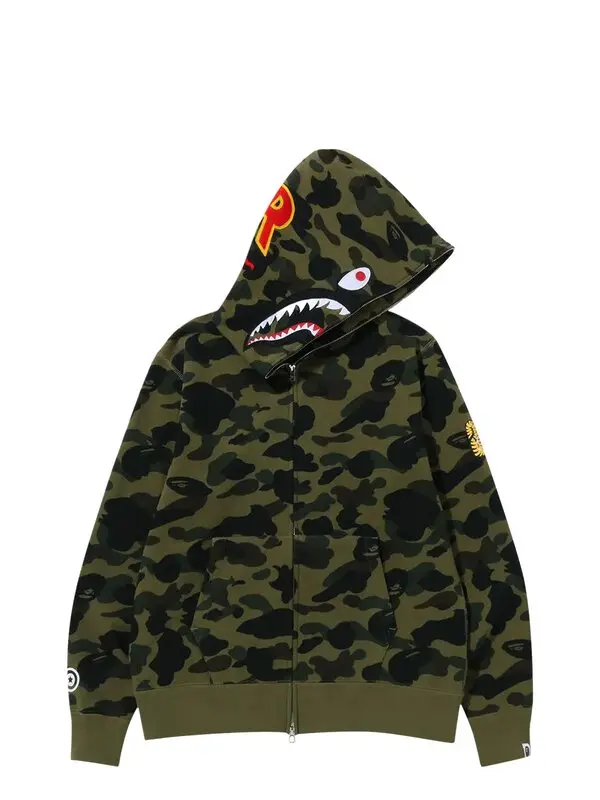BAPE 1st Camo 2nd Shark Full Zip Hoodie - Green