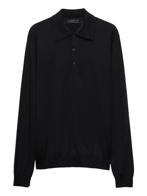 Prada Cashmere And Silk Polo Shirt - Black