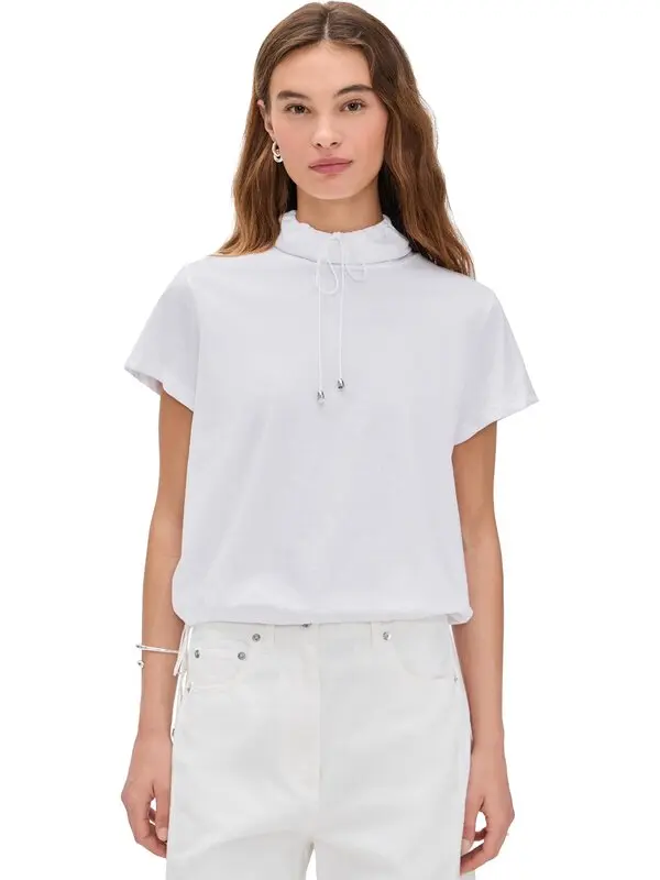 SIMONETT High Neck Drawstring Tee - White