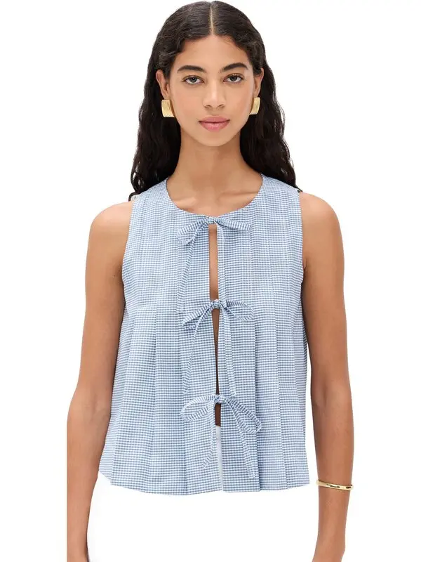 ALIGNE Tally Gingham Tie Top - Chec
