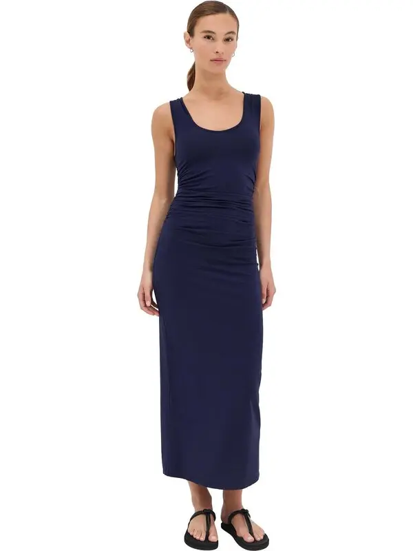 Another Tomorrow Ruched Tank Maxi Dress - Indigo