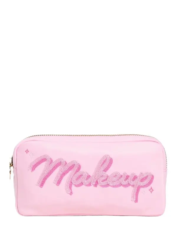 Stoney Clover Lane Embroidered Makeup Pouch - Flamingo
