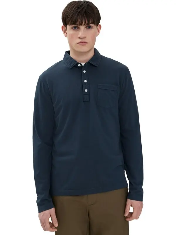 Billy Reid Long Sleeve Pensacola Polo - Navy