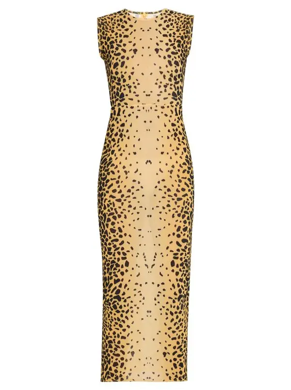 Alex Perry Power Mesh Midi Dress - Cheetah