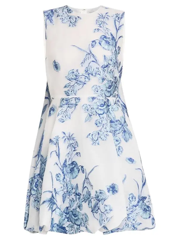 Lela Rose Wateau Floral Mini Dress - Powder Blue