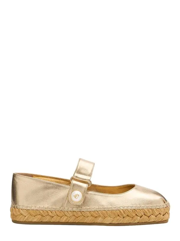 JIMMY CHOO Fayence Mary Jane Ballerina Espadrilles - Gold