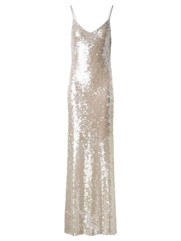 Akris Sleeveless Sequin Gown - Greige