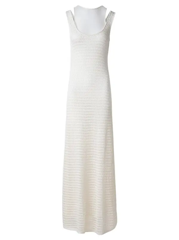 Akris Crochet & Knit Layered Maxi Dress - Ecru
