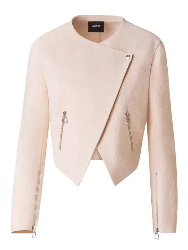 Akris Ariel Asymmetric Wool Crepe Jacket - Seashell