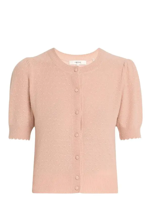 FRAME Cashmere Pointelle Cardigan - Pink
