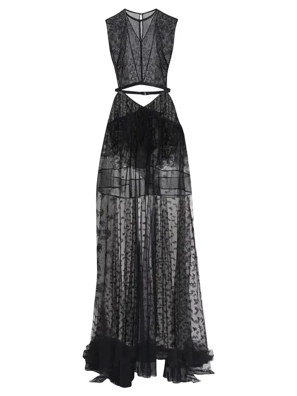 Stella McCartney Chantilly Lace Cutout Maxi Dress - Black
