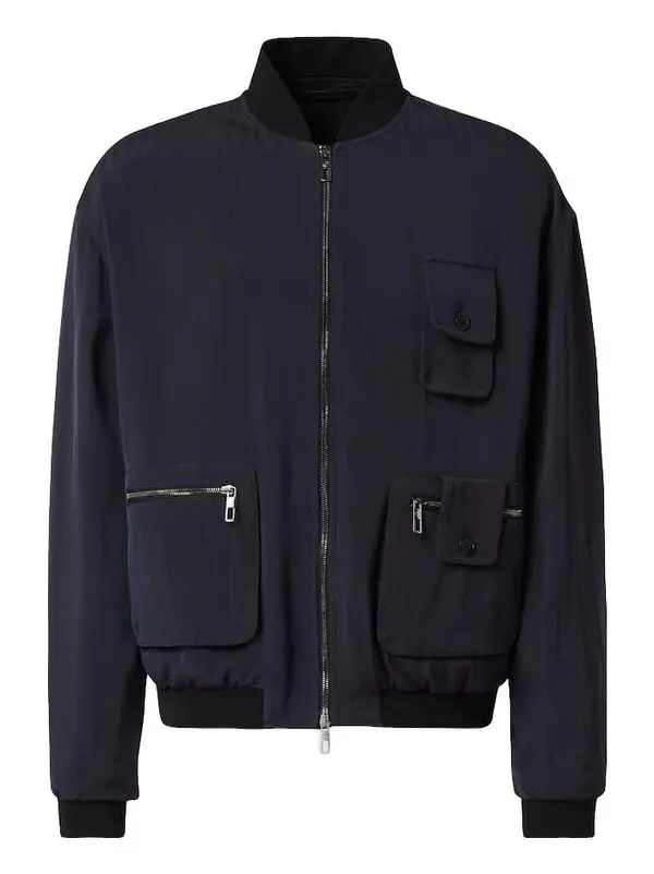 Giorgio Armani Twill Bomber Jacket - Blue