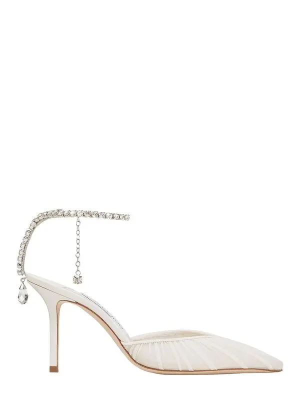 JIMMY CHOO Saeda 85 Tulle Crystal Pumps - Neutral