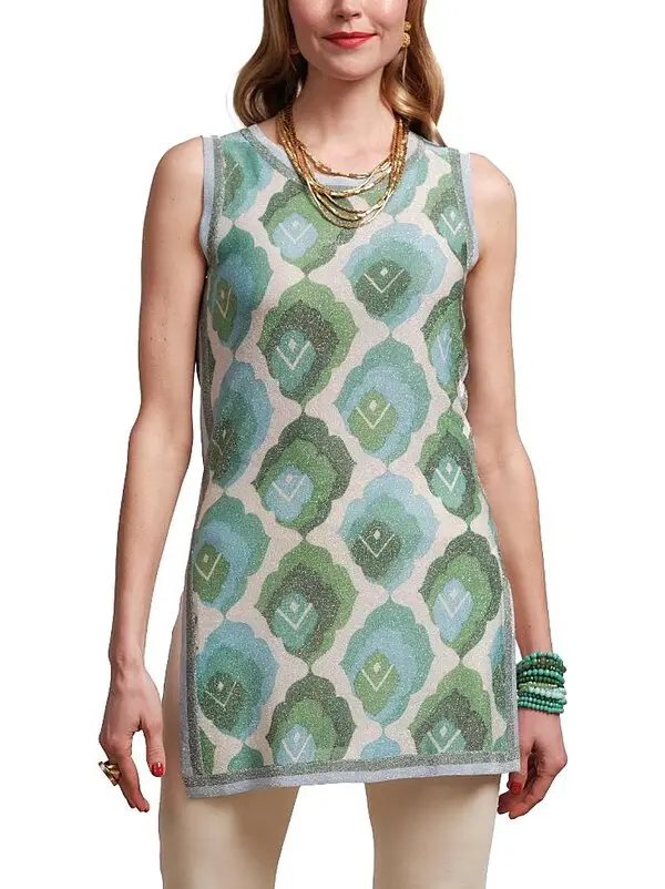 FRANCES VALENTINE Robbie Graphic Leaf Top - Blue/green/multi
