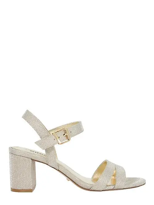 DUNE Merisa Woven Block-heel Sandals - Gold Synthetic