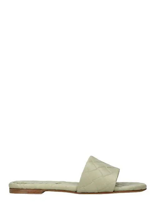 Bottega Veneta Amy Leather Flat Sandals - Pale Green