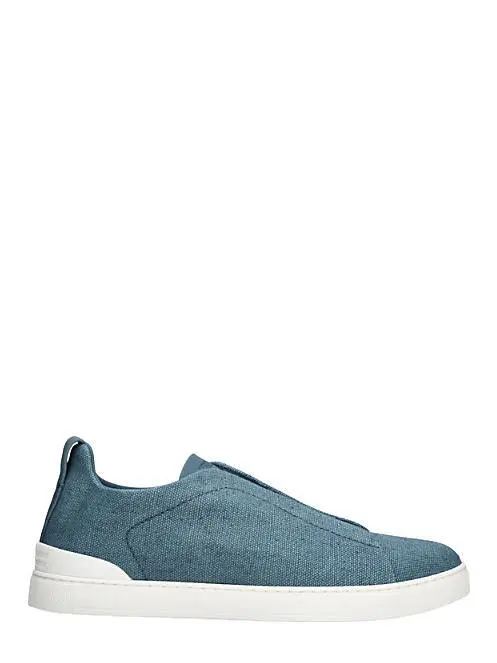 Zegna Triple-stitch Woven Low-top Trainers - Blue