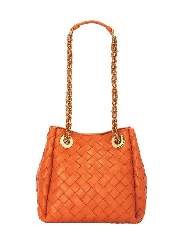 Bottega Veneta Small Parachute Chain Bag - Burned Orange & Muse Brass