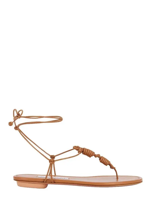 AQUAZZURA Oaxaca Thong Flat Sandal - Miele