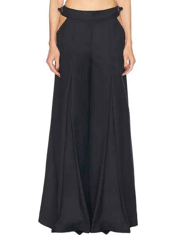 MIMCHIK Cut-out Wide Leg Trousers - Black