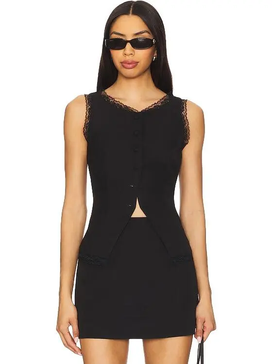 For Love & Lemons Shawna Vest - Black