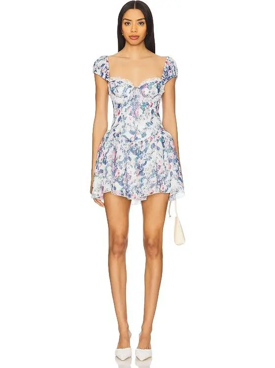For Love & Lemons Audrey Floral Mini Dress - Blue