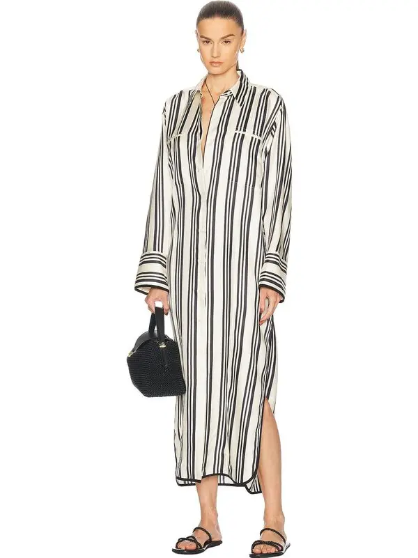 HEIRLOME Viviana Stripe Shirt Dress - Cream & Black