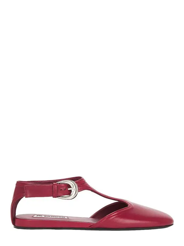 JIL SANDER Mary Jane Flat - Cedar Red