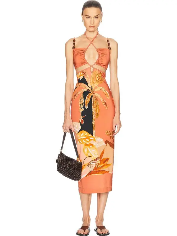 PatBO Bananier Midi Dress - Peach
