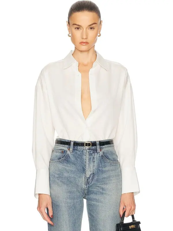 Renggli Rengli Boxy Long Sleeve Button-up Top - Bone
