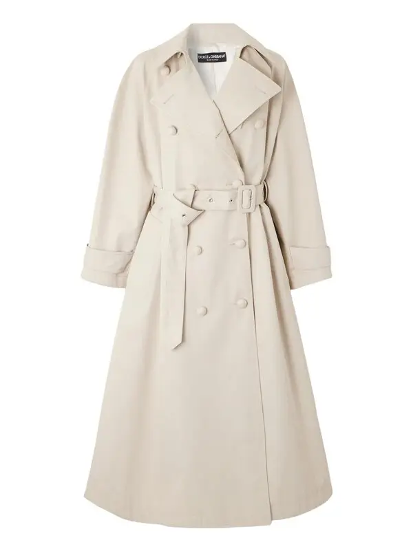Dolce & Gabbana Double-breasted Gabardine Trench Coat - Neutrals