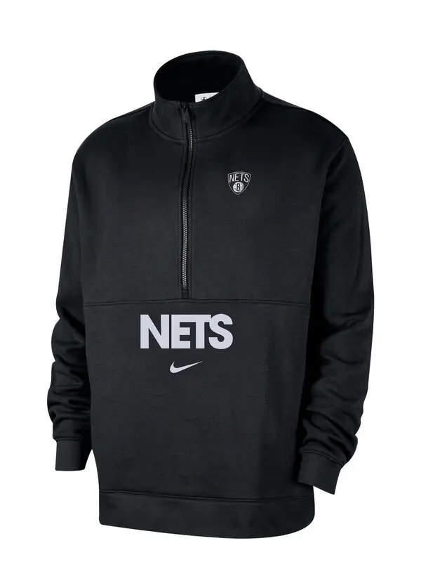 Nike Brooklyn Nets Club Courtside Nba 1/2-zip Top - Black