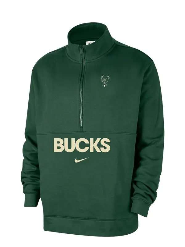 Nike Milwaukee Bucks Club Courtside Nba 1/2-zip Top - Green