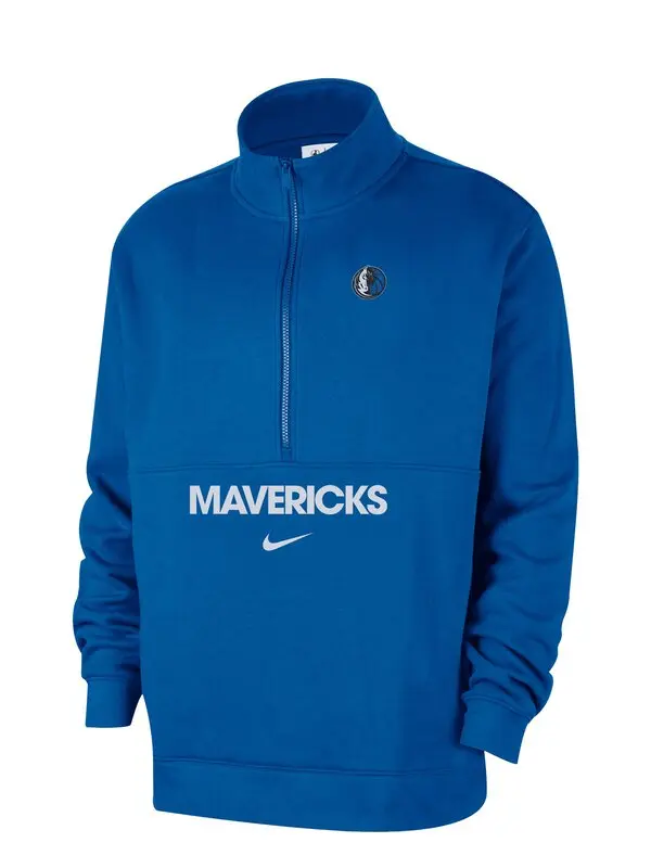 Nike Dallas Mavericks Club Courtside Nba 1/2-zip Top - Blue