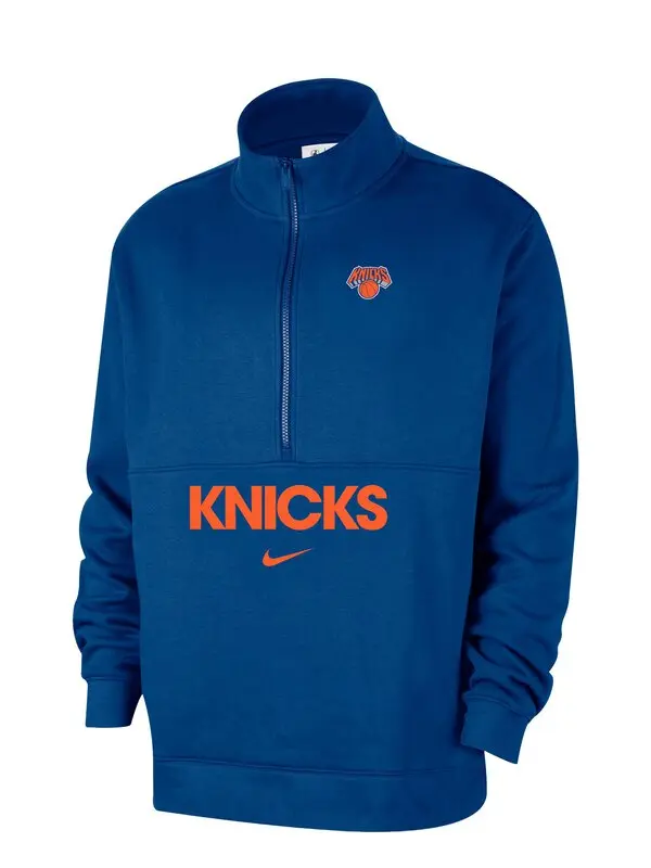 Nike New York Knicks Club Courtside Nba 1/2-zip Top - Blue