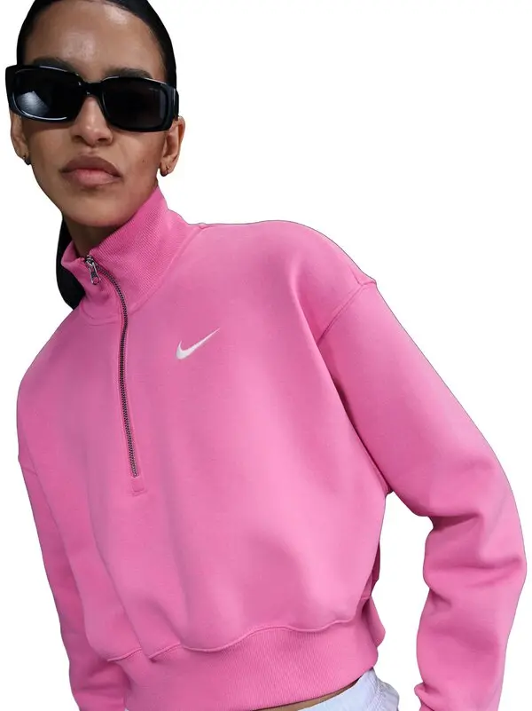 Nike Sportswear Phoenix Fleece 1/4-zip Cropped Sweatshirt - Pink